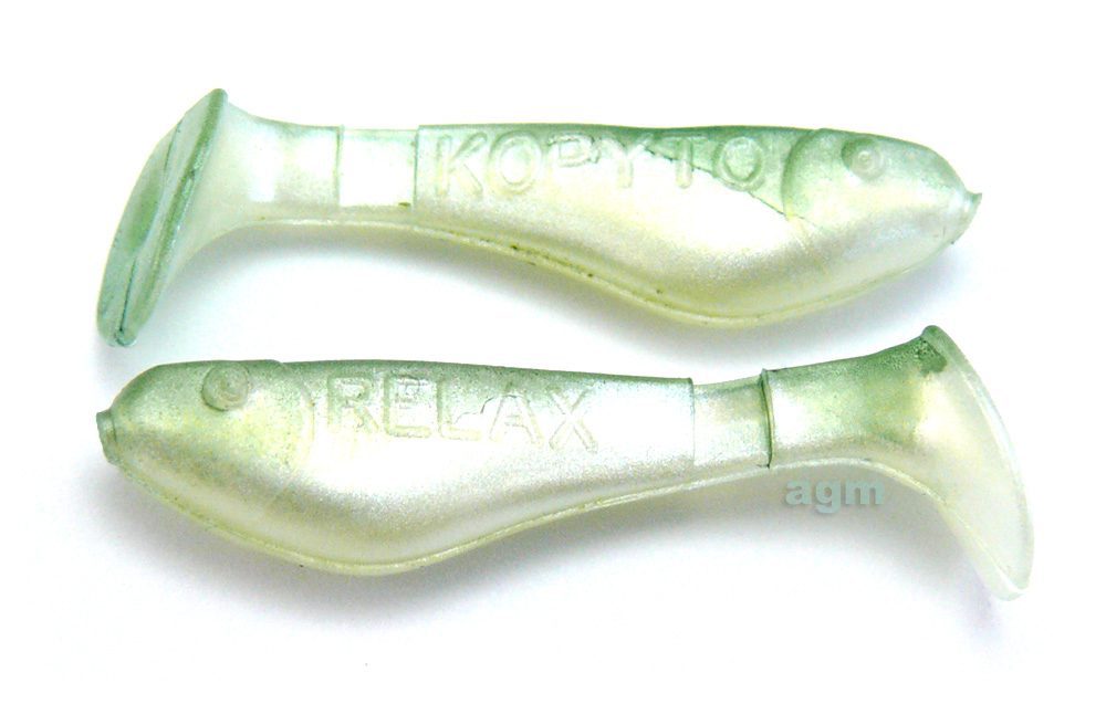 Relax 1" Kopyto Shad - Pearl/Olive Back (5pcs)
