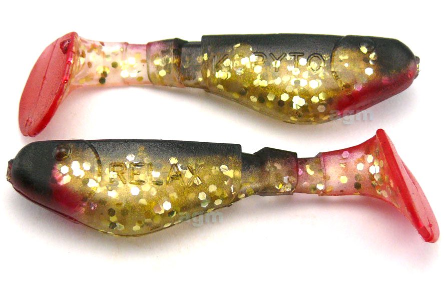 Relax 2" Kopyto Shad - Gold Glitter/Black Back (3pcs) - AGM Lure Fishing