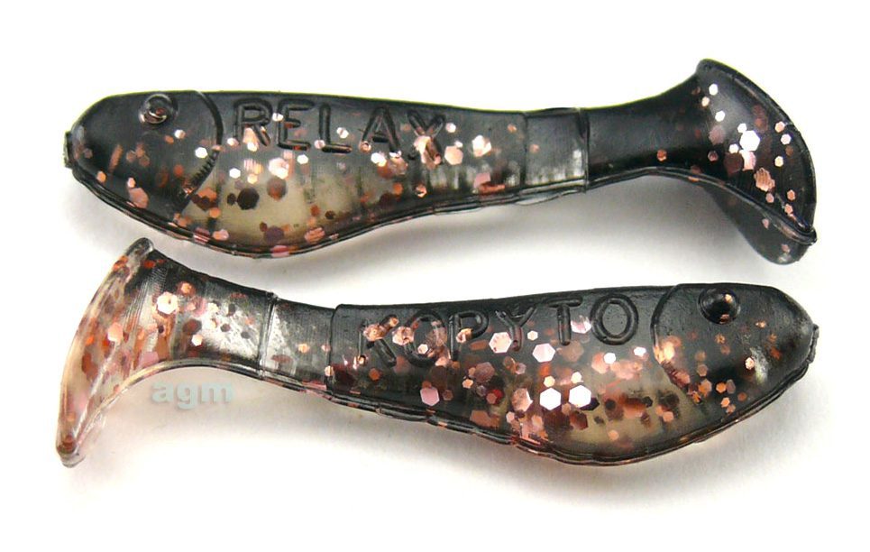 Relax 1" Kopyto Shad - Clear/Copper/Black Back (5pcs) - AGM Lure Fishing