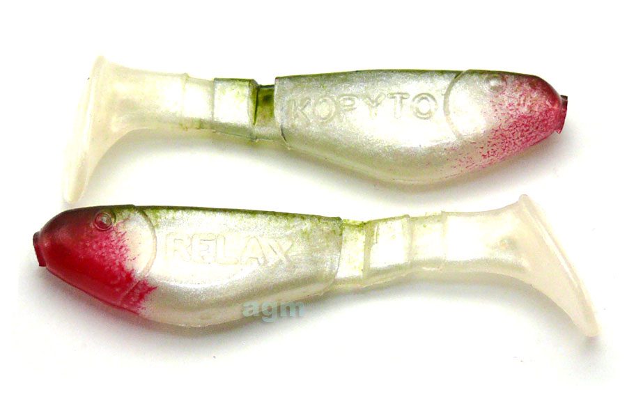 Relax 2" Kopyto Shad - Pearl/Olive Back (3pcs) - AGM Lure Fishing